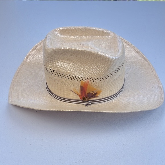 Stetson | Accessories | Stetson Roadrunner Straw Cowboy Hat Feather ...